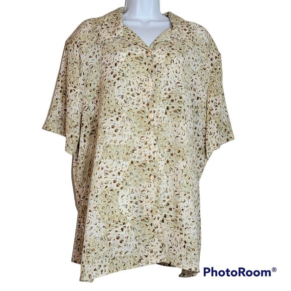 Laura Scott | Tops | Laura Scott Womens 8w Cream W Abstract Red And Tan ...